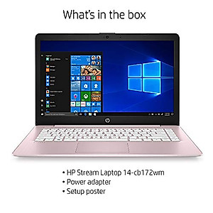 HP Stream 14" HD WLED-backlit Laptop, Intel Celeron N4000, 4GB DDR4, 64GB eMMC, WiFi, Bluetooth, Webcam, HDMI, Windows 10 S, Microsoft Office 365 and 1TB OneDrive Cloud Storage, 64GB ABYS MicroSD Card