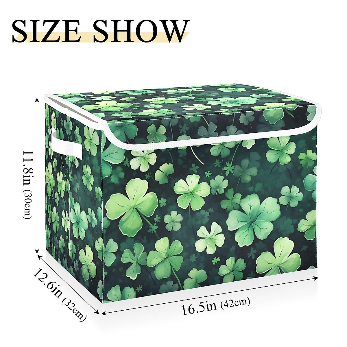 senya St. Patrick's Day Baskets Collapsible Storage Bins with Lids, St Patricks Clover Leaves Storage Boxes Clothes Baskets for Organizing
