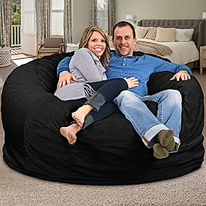ULTIMATE SACK 6000 (6 ft.) Bean Bag Chair Cover in Multiple Colors: Cover ONLY. (6000, Black Suede)