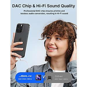 JSAUX 2 Pack Right Angle USB C to 3.5mm Audio Adapter, Type C to Aux Headphone Jack Adapter with 24bit DAC HiFi Dongle Compatible with Samsung Galaxy S23 Ultra, Pixel 7, iPad Pro, MacBook, iPhone 15