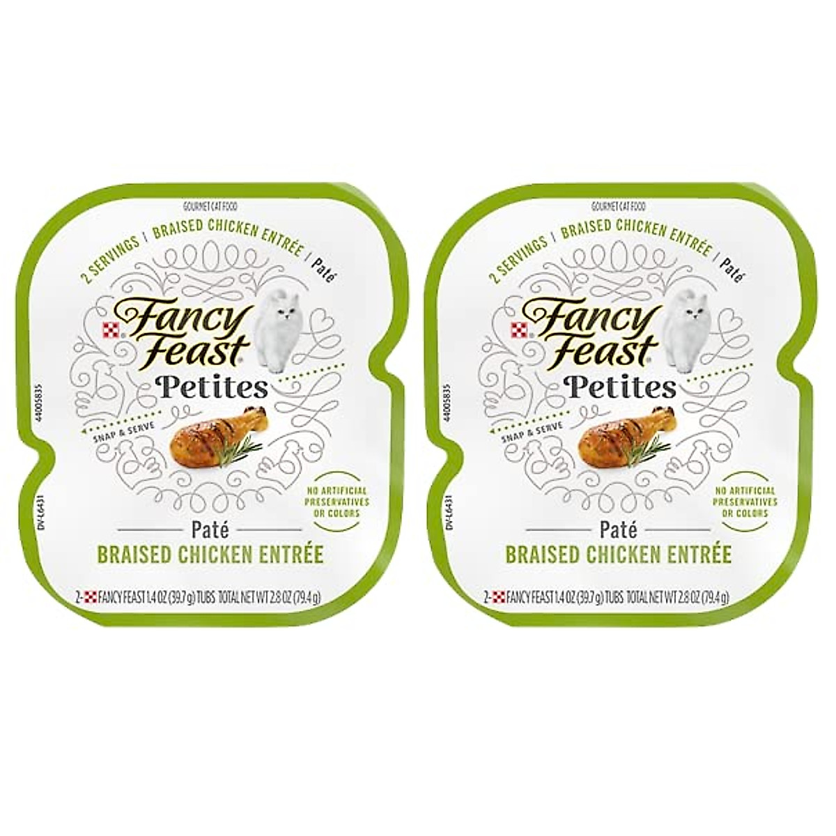 Fancy Feast Petites Pate Wet Cat Food Variety 5 Flavor Pack / 20 Servings/Beef, Chicken, Ocean Whitefish & Tuna, Salmon and Turkey with Healthier Paw Sticker Plus Colorful Plush Ball Cat Toy