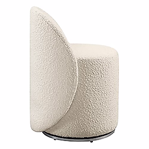 OSP Home Furnishings Lystra Swivel Barrel Vanity Chair with Textured Boucle Fabric, Cream