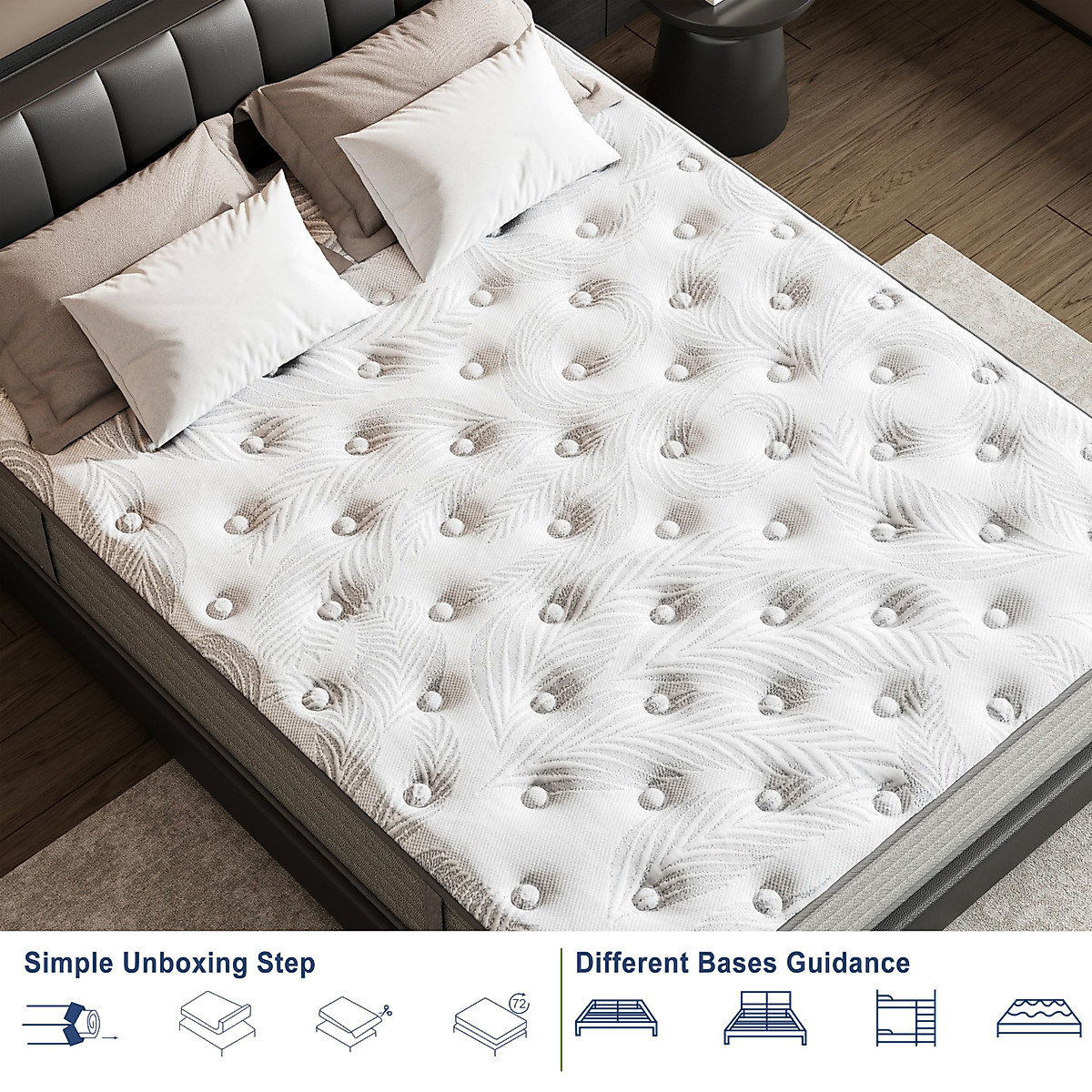 Twin XL Size Mattress 12 inch Colchones Twin XL Memory Foam Mattress Hybrid Twin XL Mattress in a Box Medium Firm/Fireproof Grade III Anti Pilling/Extra Lumbar Support/Pressure Relief/Certi PUR-US