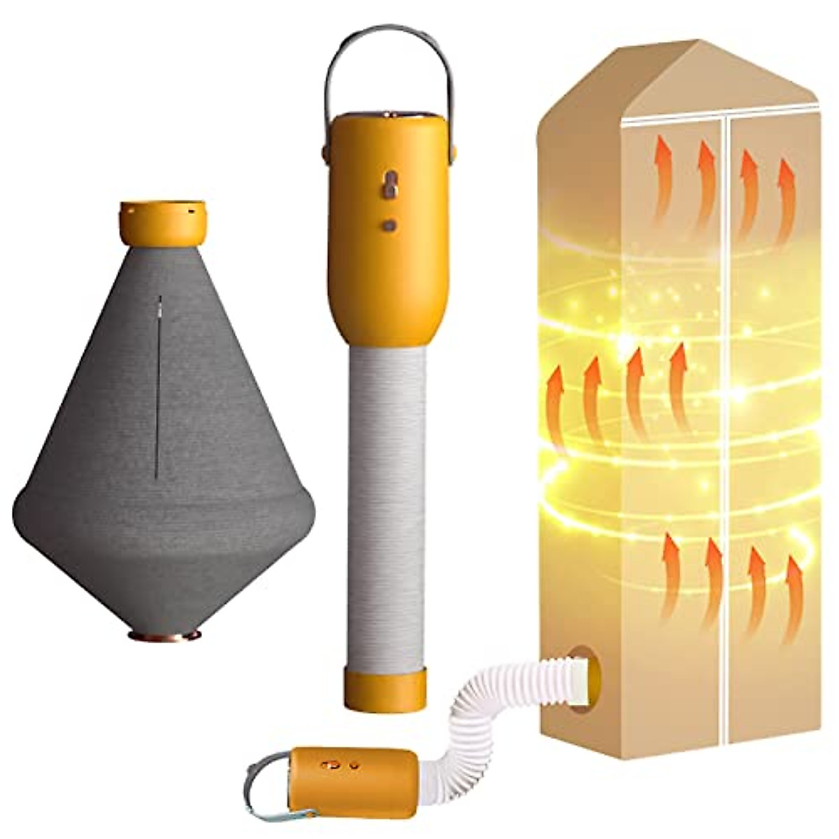 TLAXQLLG Mini Dryer, Portable Clothes Dryer, Mini Travel Dryer Machine with Big Clothes Bags and Warm Shoe Expansion Tube for Apartments Travel (Yellow_1)