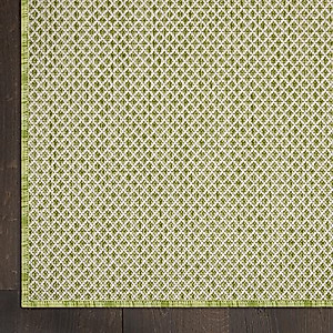 Nourison Courtyard Indoor/Outdoor Ivory Green 2' x 3' Area Rug, Geometric, Easy Cleaning, Non Shedding, Bed Room, Living Room, Dining Room, Deck, Patio, Backyard (2x3)