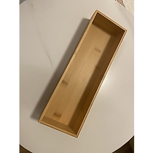 SYAOYI Bamboo Drawer Organizer - Kitchen Drawer Utensil Organizer Office Supplies Desk Organizer Makeup Silverware Tray Flatware Organization 12"*4"*2"