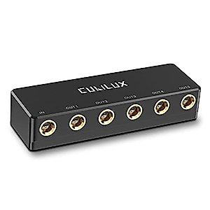 Cubilux Passive 6.35mm Headphones Splitter Box, 1/4” Stereo Multi Audio Distributor, Multiport Quarter Inch TRS TS Aux Splitter for Guitar Signal, Studio Recording, Live Performance, Monitors