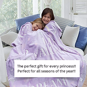 Glow in The Dark Blankets for Girls - Soft Plush Blanket w- Words of Affirmation Kids Blanket for Girls Ages 5-16 to Promote Joy - Ideal for Girls - 50" x 60"