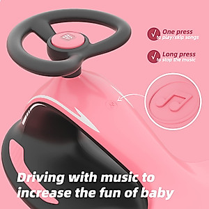 Glaf Electric Wiggle Car Ride On Toys for Kids 3+ Years Old Electric Vehicles for Toddler Boys Girls with Rechargable Battery Powered Pedal Anti-Rollover Wheels with Lights (Pink)