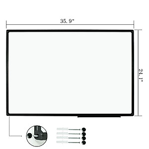 JILoffice Magnetic Whiteboard/White Board, Dry Erase Board 36 x 24 Inch, Black Aluminum Frame Wall Mounted Board for Office Home and School