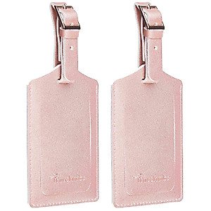 Travelambo Luggage Tag Faux Leather for Suitcase Women Kids Funny Cute (Rose Gold)