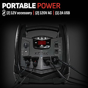 Schumacher Electric SJ1332 6-in-1 Portable Power Station and Jump Starter with 150-PSI Air Compressor and 200 Continuous/400 Peak Watt Power Inverter, 1200 Peak Amps, 12 Volts, Black, 1 unit