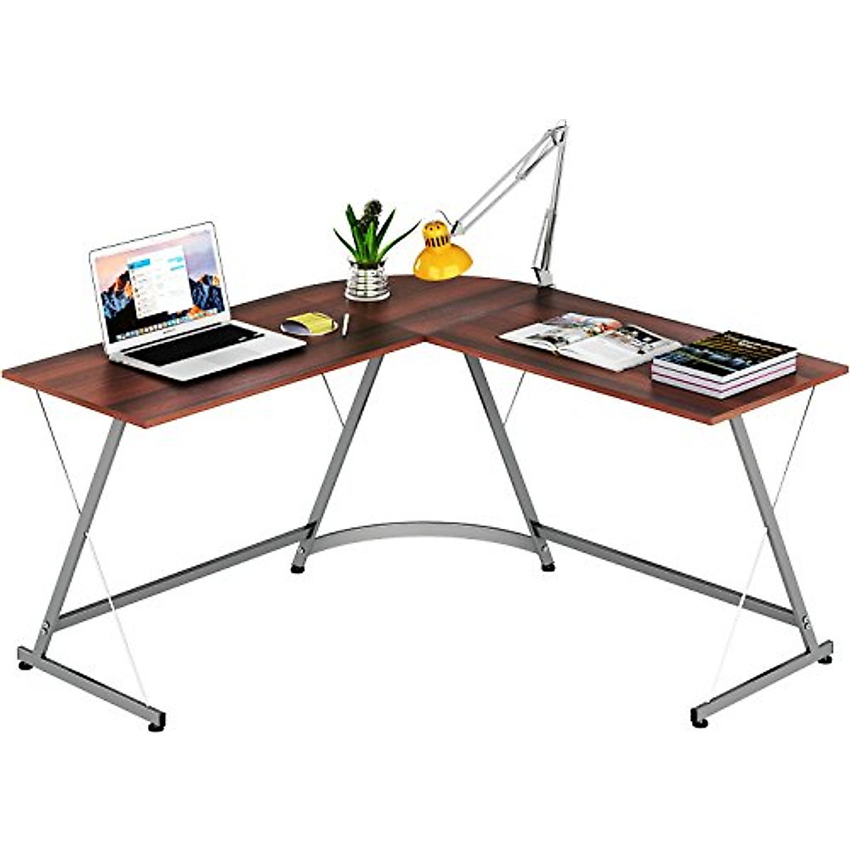 SHW Corner Home Office Desk, Walnut