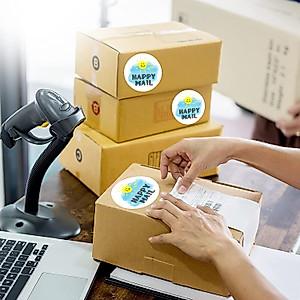 smar chalkboard sticker Happy Mail Stickers Large 1.5 inch Cute Mail Small Business Labels with Smile Shipping Thank You Stickers for