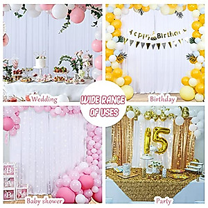 10x10FT White Backdrop Curtains for Parties - White Wedding Backdrop for Baby Shower Birthday Photo Home Party Curtains Backdrop 5x10FT 2 Panels, One size