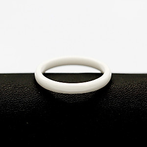 Uloveido Polished White 3mm Wide Ceramic Band Rings for Men Women Engagement Wedding Rings Size 7 Y551