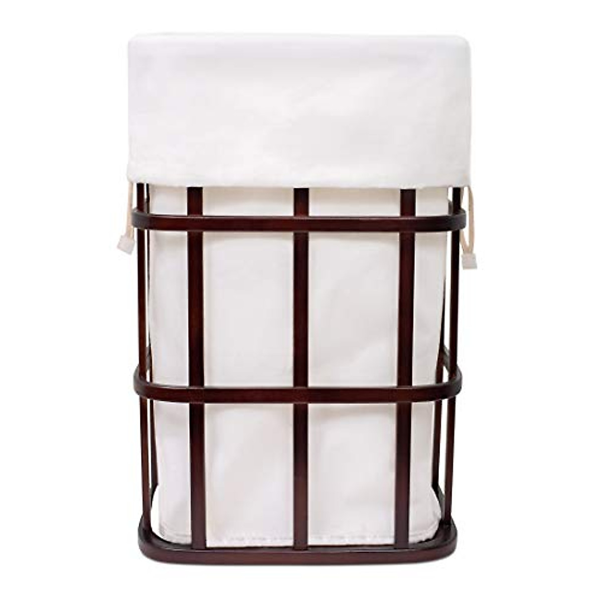 BirdRock Home Modern Square Laundry Hamper and Removable Laundry Bag - Dark Brown Bamboo - Easily Transport Laundry - Baby Dirty Clothes Bin Sorter Basket - Laundry Bag with Draw String