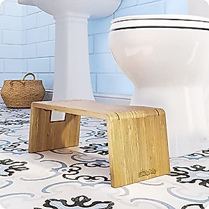 Squatty Potty Oslo Folding Bamboo Toilet Stool – 7 Inches, Collapsible Bathroom Stool for Kids and Adults – Brown, Portable and Space-Saving