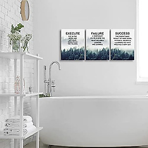 Canvas Wall Art Success Quote, Office Wall Art, inspirational wall art Large Poster, motivational wall art Positive Motivational Set of 3 Prints, Execute Failure Definition, Inspirational poster Print 11.5" x 15" 3 Pieces A-273