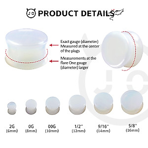 JOYTOYOU 8 Pairs Ear Tunnels Ear Plugs Silicone & Stone Ear Gauges Double Flare Soft Silicone Ear Expander Stretchers Piercing Jewelry 2G 6MMM