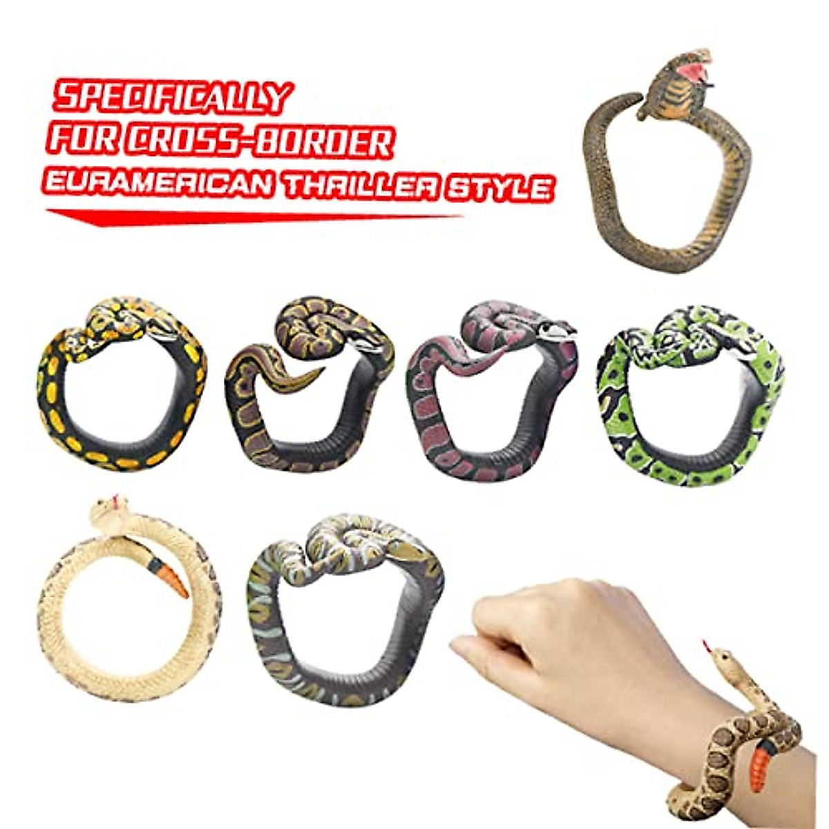 Toyvian Eco Friendly Toys Realistic Fake Snake Halloween Snake Toy Simulation Snake Bracelet Halloween Toys Scary Prank Toy for Women Halloween Party Snake Toy Model