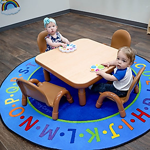 Angeles Baseline Toddler Square Table and Chairs Set, Natural Wood – Includes One 30”, 12” High Square Table and Four 5” High Chairs – Durable, Lightweight, Easy to Move