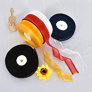 TONIFUL 1 Inch x 25 Yards White Sheer Organza Ribbon with Satin Chiffon Ribbon for Gift Wrapping Wedding Birthday Party Decoration Craft Bow Christmas Valentine's Day Floral Flower Wrapping Ribbons