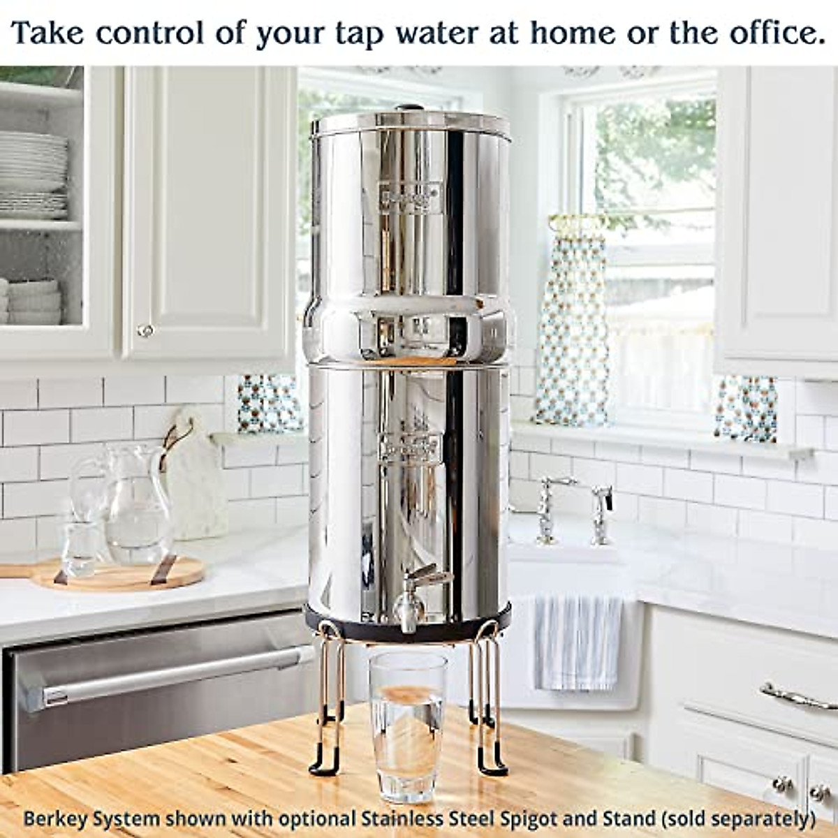 Crown Berkey Gravity-Fed Stainless Steel Countertop Water Filter System 6 Gallon with 2 Authentic Black Berkey Elements BB9-2 Filters