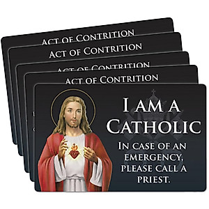Needzo Sacred Heart Catholic ID, Pocket and Wallet Prayer Card, Religious Keepsake, 2.125 by 3.25 Inches, Pack of 5