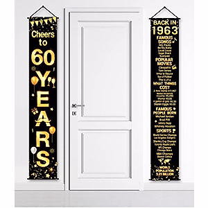 60th Birthday Party Anniversary Decorations Cheers to 60 Years Banner Party Decorations Welcome Porch Sign for Years Birthday Supplies (60th-1963)