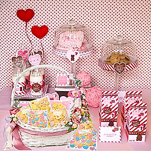 HADDIY Valentine Small Cellophane Candy Bags,200 Pcs Heart Self Adhesive Clear Cookie Treat Bags for Kids Valentines Day Party Favor and Sweet Packing-Pink