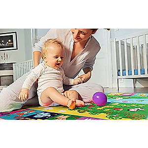 beetoy Baby Play Mats for Floor Crawling Mat Baby Play Rug Foldable Non-Slip Large Super Soft Extra Thick Plush Surface Animal Alphabet Play Mat for Baby (59*44 Inch, 6mm)
