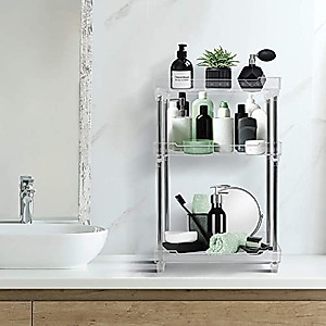 Sorbus 3-Tier Organizer Shelf Stand, Clear Storage Tray Caddy for Cosmetics, Bathroom/Kitchen Supplies,Toiletries, Counter, Vanity, Desk, Under Sink Organization