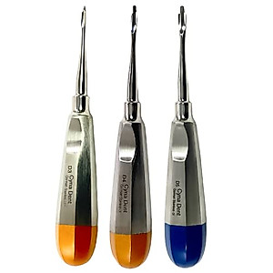 New German Stainless Set of 3 LUXATING PERIOTOMES Dental ATRAUMATIC EXTRACTING Elevators 3MM 4MM 5MM