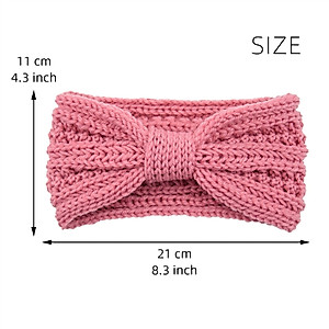 Autumn and Winter Knitting Hair Band Wheat Bowknot Sports Headband Knotted Ear Protection Head Cover Warm Hair Accessories 1Pcs (Color : 7 Light Pink)