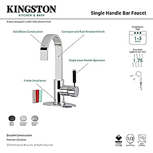 Kingston Brass LS8611DKL Kaiser Bar Faucet, Polished Chrome