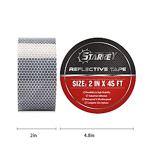 STARREY Flexible Reflective Tape White Silver 2 Inch X 45 Feet High Intensity Grade DOT-C2 Safety Tape Waterproof Conspicuity Trailer Reflector