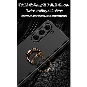 BAILI Case for Samsung Galaxy Z Fold 5,Galaxy Z Fold 5 Case with Ring and 360° All-Round Protection Slim Hard PC,Military Grade Drop Protective Cover for Samsung Galaxy Z Fold5-Black