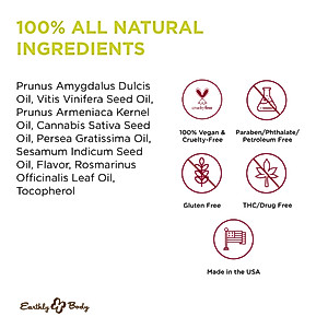 Earthly Body Edible Massage Oil, Strawberry - 2 fl. oz. - Hemp Seed, Almond, Grapeseed, Apricot & Vitamin E Oil - Vegan & Cruelty Free