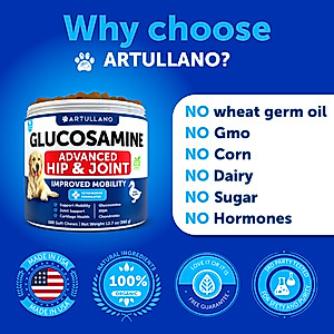 Glucosamine for Dogs - Hip and Joint Supplement for Dogs - 180 Chews - Glucosamine Chondroitin for Dogs, Turmeric, MSM - Dog Glucosamine Support - Dog Joint Pain Relief Health - Duck Flavor