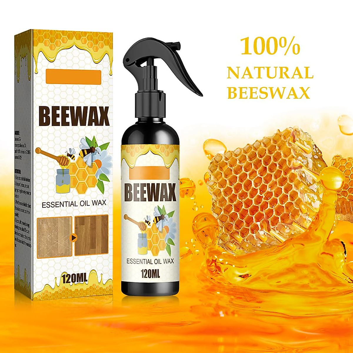 Natural Micro-Molecularized Beeswax Spray, 2024 Upgrade Beeswax Spray Furniture Polish Beeswax Wood Polish, Beeswax Furniture Polish Spray Bees Wax Furniture Polish (1PC)
