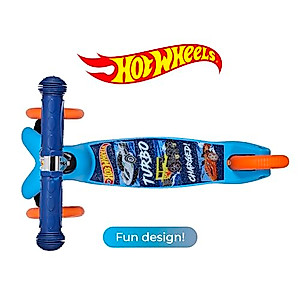 Hot Wheels Self Balancing Kick Scooter with Light Up Wheels, Extra Wide Deck, 3 Wheel Platform, Foot Activated Brake, 75 lbs Limit, Kids & Toddlers Girls or Boys, for Ages 3 and Up