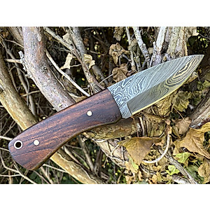 Perkin Hunting knife with Sheath Damascus Steel full tang BT11