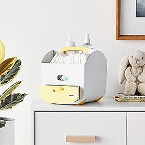 Ubbi Portable Diaper Changing Station Diaper Storage Caddy Organizer with Bonus Changing Mat, Stores Baby Diapers, Wipes and Baby Accessories, Pantone Yellow