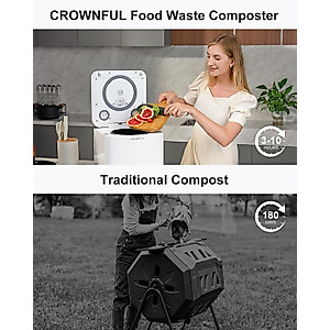 3.3 Electric Kitchen Composter, Smart Countertop Compost Bin Indoor/Outdoor, Odorless Electric Composter for Kitchen, Turn Food Waste and Scraps into Dry Natural Fertilizer for Plants