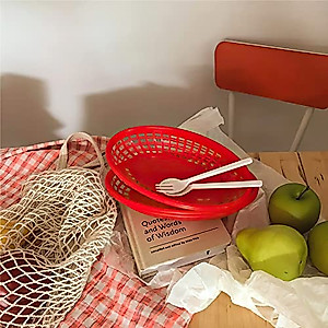 Kingrol 50 Pack Oval Fast Food Baskets, Plastic Storage Basket Bin for Home, Office, School, Picnic