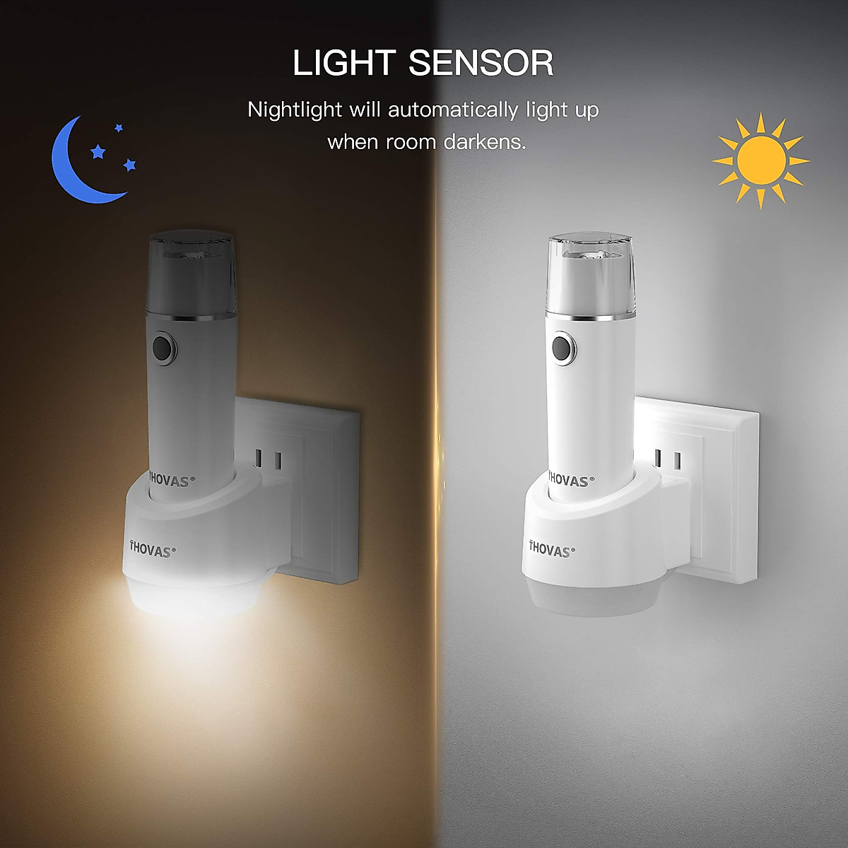 THOVAS Emergency FlashLight, Multi-Function LED Power Failure Light, Handheld Light, Rechargeable Flashlight, Plug-in Night light, 3-in-1 Power Failure Flashlights, Lighting Sensor Night Light, 3 Pack