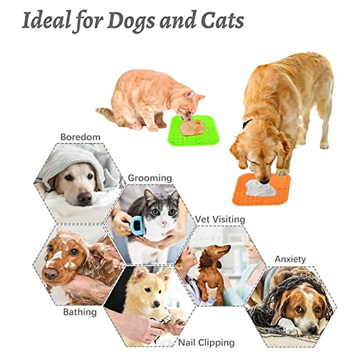 MateeyLife Licking Mat for Dogs and Cats, Premium Lick Mats with Suction Cups for Dog Anxiety Relief, Cat Lick Pad for Boredom Reducer, Dog Treat Mat Perfect for Bathing Grooming etc.