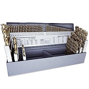 JEFE HEX 115 PCS HSS Cobalt Drill Bit Set, Twist Jobber Drill Bits Set, 135-Degree Split Point, Fractional 1/16"-1/2", Letter A - Z, Wire #1 - #60 with Metal Indexed Storage Case