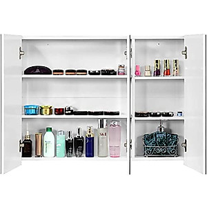 LUARANE Bathroom Medicine Cabinet, Wall Mounted Cabinet with Triple Mirror Door, Storage Organizer Cabinet with Adjustable Shelf, Mirror Cabinet for Bathroom Room Living Room, White